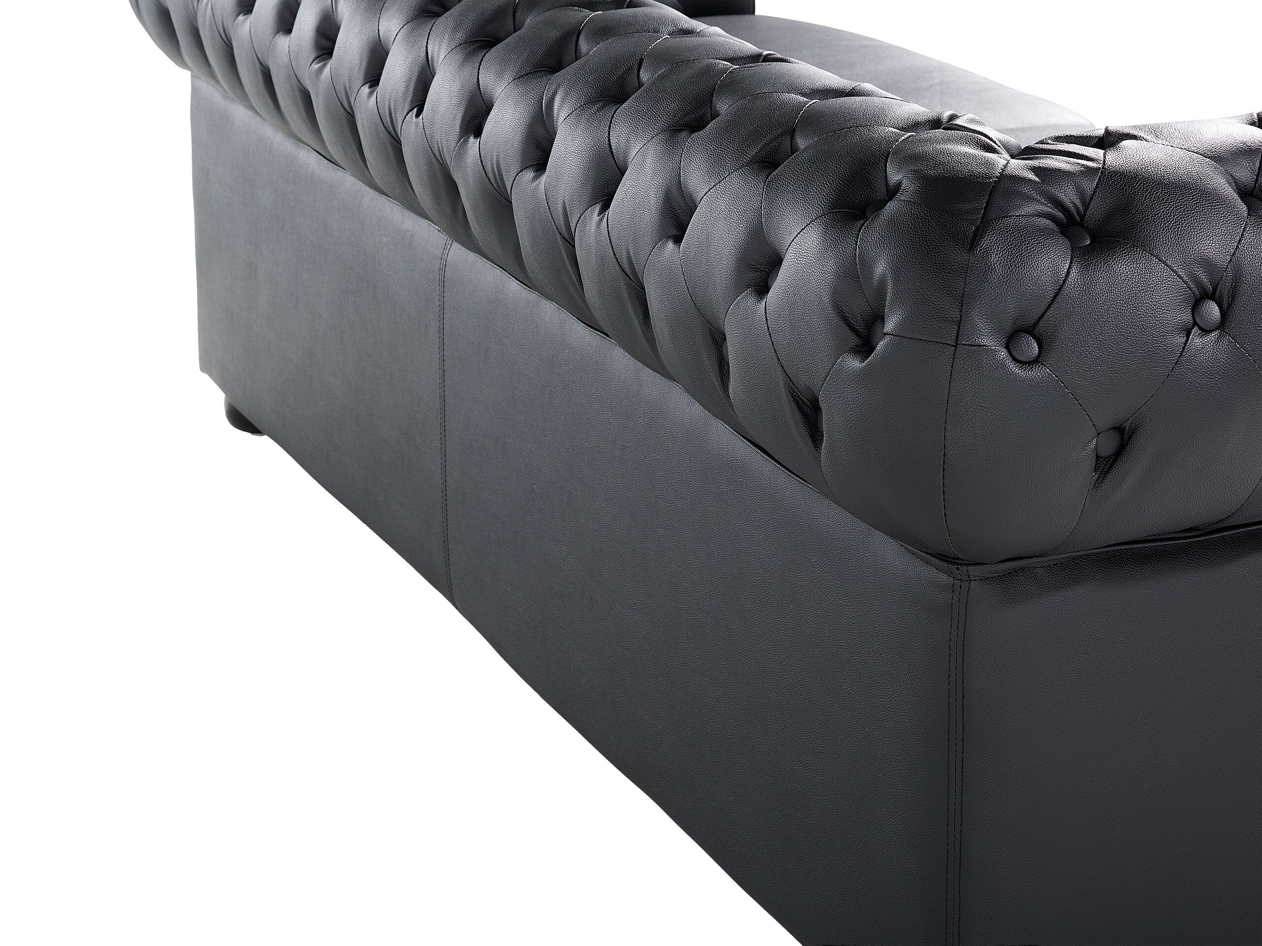 Sofa kanapa chesterfield skora czarna 65860 sklep BRW